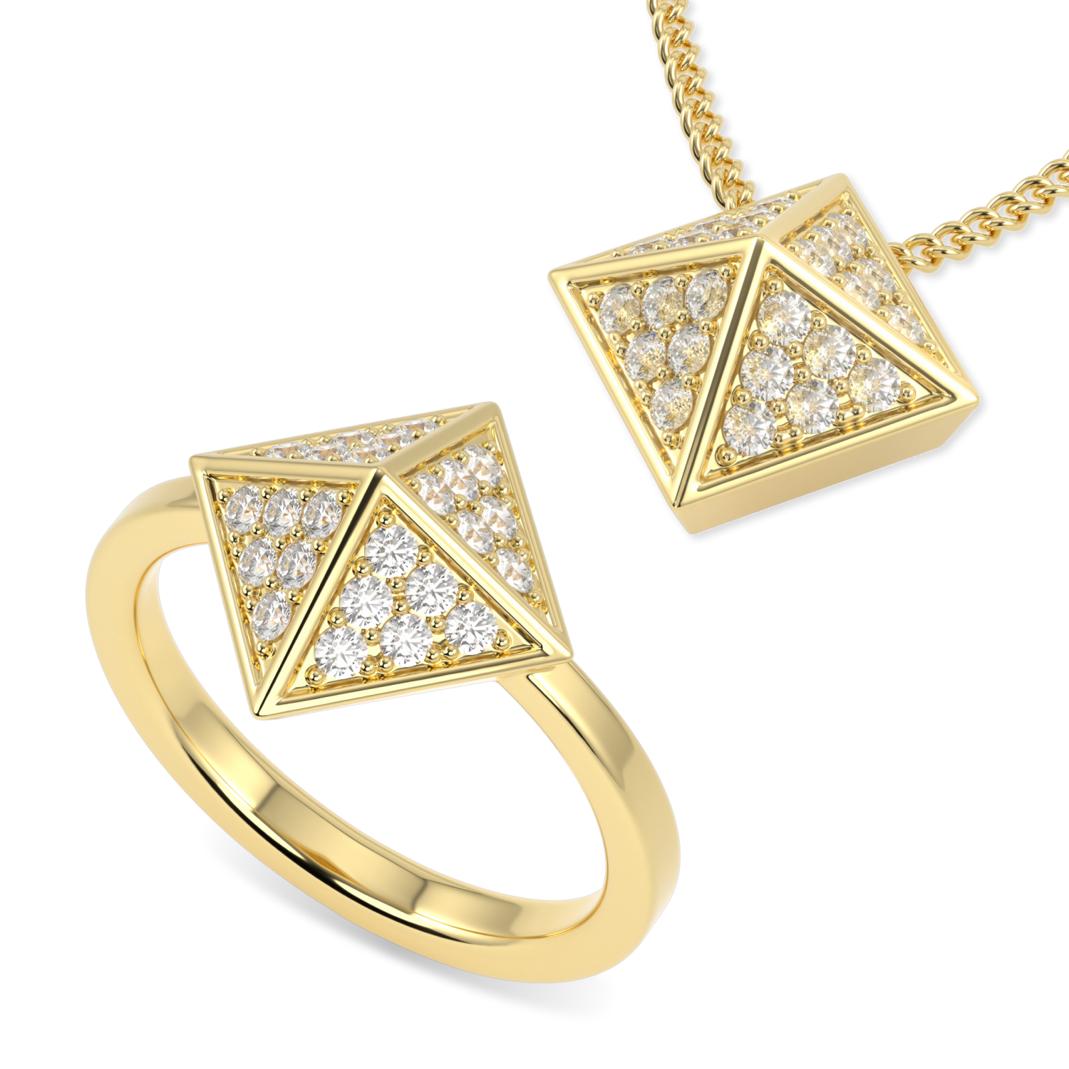 Origami Yellow Gold Pendant and Studs Set – blacklockjewellery